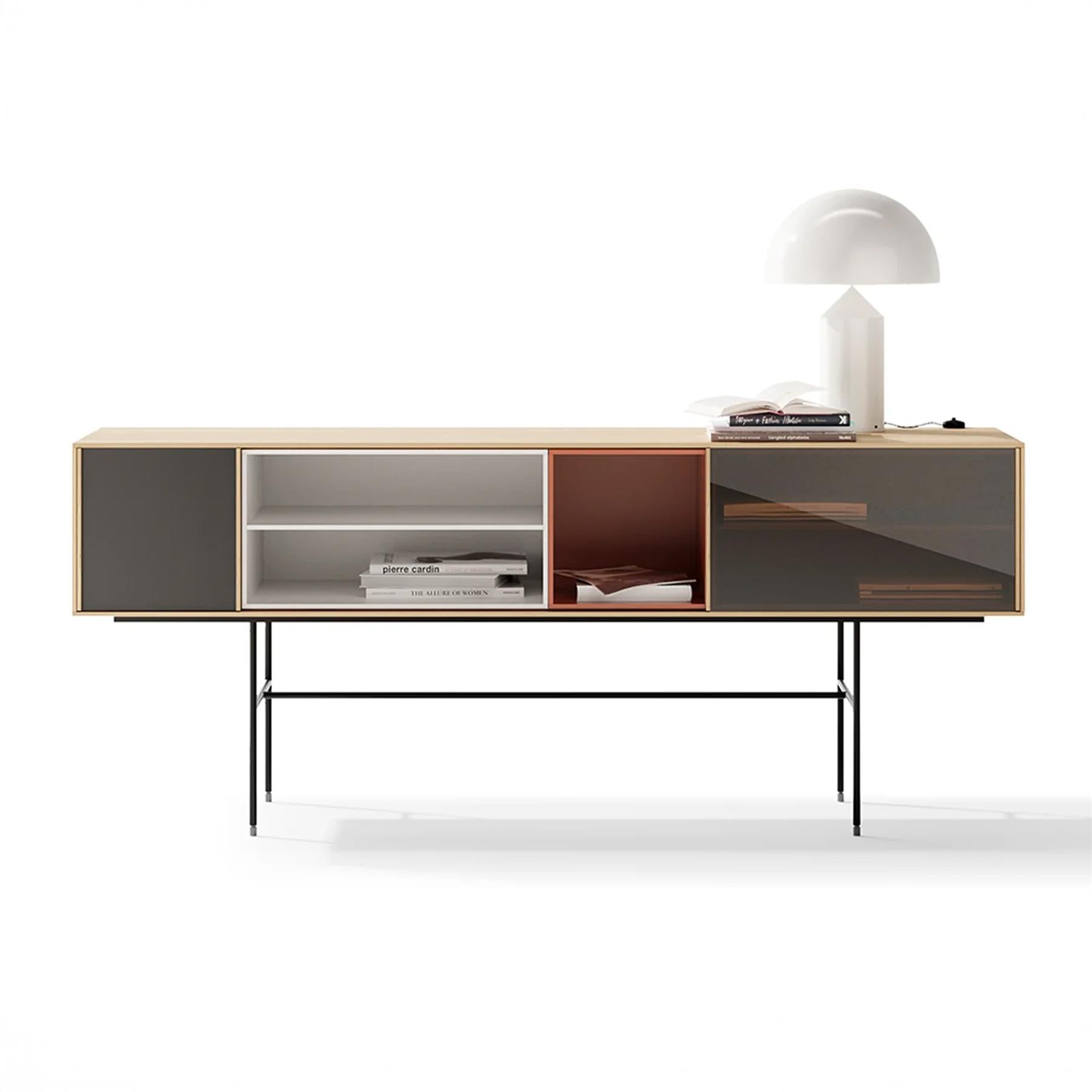 Treku Aura Console with Sliding Doors - Indian & Natural Oak ...